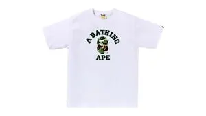A BATHING APE Abc Camo College Tee Shirt - White/green