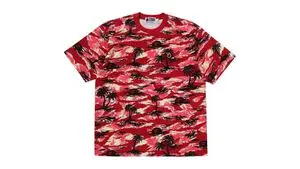 A BATHING APE Palm Tree Camo One Point Relaxed Fit Tee Shirt - Red