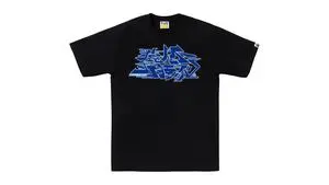A BATHING APE Asnka Kanji Graffiti Logo Tee Shirt Black/blue