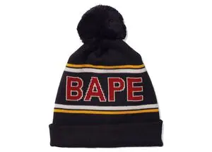 A BATHING APE Knit Pom Cap - Navy Blue
