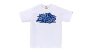 A BATHING APE Asnka Kanji Graffiti Logo Tee Shirt White/blue