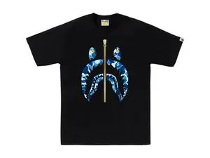 BAPE Abc Camo Shark Tee Shirt - Black/blue