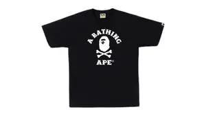 A BATHING APE Ape Crossbone College Tee Shirt - Black
