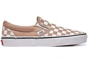 VANS Classic Checkerboard Slip-On Sneakers Warm Taupe Brown/white