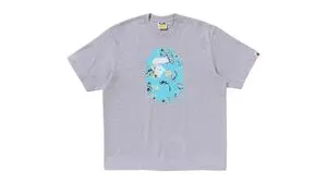 A BATHING APE Vacation Pattern Ape Head Relaxed Fit Tee Shirt - Gray