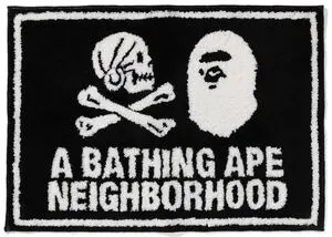 A BATHING APE X Neighborhood Rug Mat Black White - Multicolor