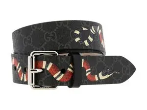 Gucci Kingsnake Print Belt - Black/red