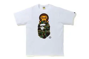 BAPE 1st Camo Milo On Ape Head Tee Shirt White/green