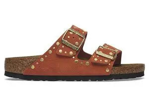 BIRKENSTOCK Arizona Rivets Suede Sandals - Dark Rust