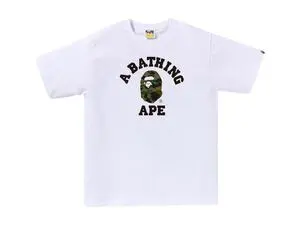A BATHING APE 1st Camo College Tee Shirt - White/green