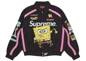 Supreme Spongebob Squarepants Jeff Hamilton Racing Jacket - Black