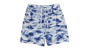 A BATHING APE Palm Tree Camo Relaxed Fit Beach Shorts - Blue