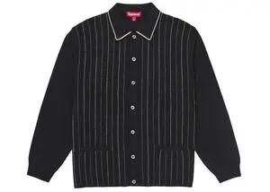 Supreme Herringbone Cardigan - Black