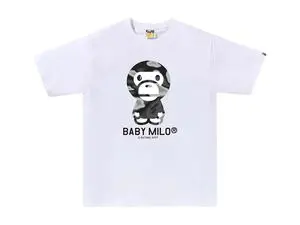 A BATHING APE Liquid Camo Baby Milo Tee Shirt - White/black