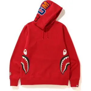 A BATHING APE Side Zip Shark Wide Pullover Hoodie - Red