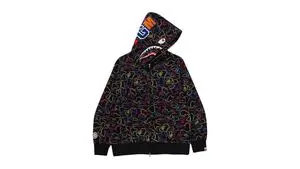 A BATHING APE Neon Camo Shark Full Zip Hoodie - Multicolor