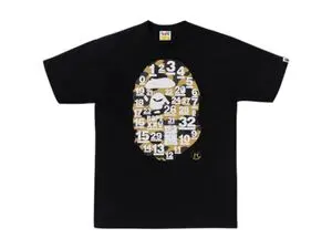 BAPE A Bathing Ape 32nd Anniversary 1st Camo Big Ape Head Tee Shirt Black/yellow