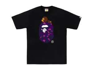 BAPE Camo Milo On Big Ape Tee Shirt Black/purple