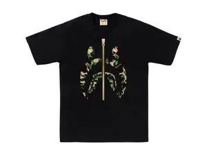 BAPE Abc Camo Shark Tee Shirt - Black/green