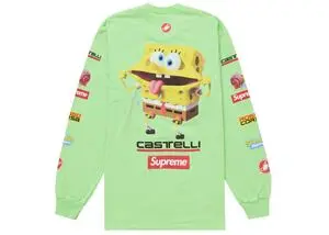 Supreme Spongebob/castelli Racing Long Sleeve Tee Shirt - Green