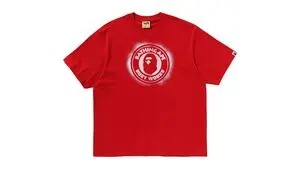 A BATHING APE Spray Print Busy Works Relaxed Fit Tee Shirt - Red