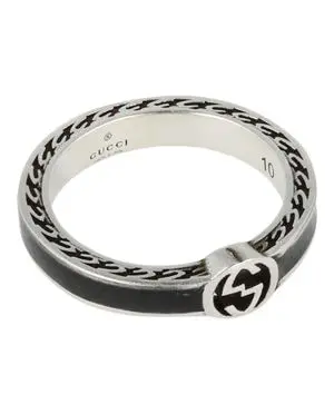 Gucci Interlocking G Ring - Silver/black
