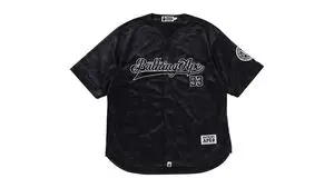 A BATHING APE Camo Stripe Baseball Shirt