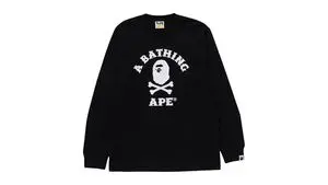 A BATHING APE Ape Crossbone College Long Sleeve Tee Shirt