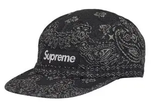 Supreme Bandana Jacquard Denim Camp Cap - Black