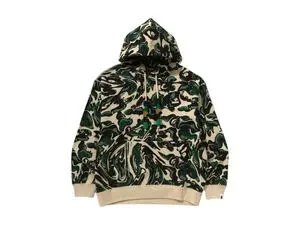 A BATHING APE Marbling Camo Relaxed Fit Pullover Hoodie - Green