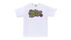 A BATHING APE Bathing Ape Script Logo Tee Shirt - White/green