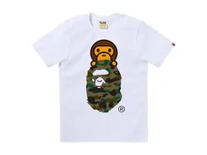 A BATHING APE 1st Camo Milo On Ape Head Tee - White/green