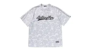A BATHING APE Camo Stripe Baseball Logo Relaxed Fit Tee Shirt
