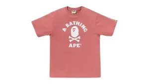 A BATHING APE Ape Crossbone College Tee Shirt - Pink