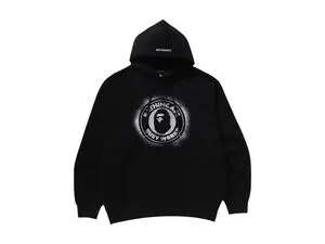 A BATHING APE Glitter Print Busy Works Relaxed Fit Pullover Hoodie - Black
