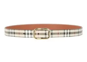 Burberry Check Leather Belt - Archive Beige Gold