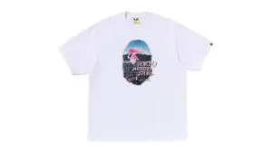 A BATHING APE Cityscape Ape Head Relaxed Fit Tee Shirt - White