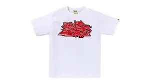 A BATHING APE Asnka Kanji Graffiti Logo Tee Shirt White/red