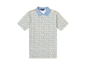 Versace All Over Logo Pique Polo Shirt