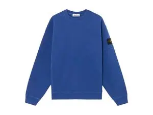 Stone Island Organic Cotton Diagonal Fleece Crewneck Sweatshirt - Blue