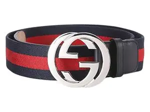 Gucci Gg Buckle Web Belt - Blue Red