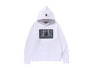 A BATHING APE Card Pullover Hoodie - White/black