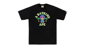 A BATHING APE Colors Milo College Summer Tee Shirt - Black