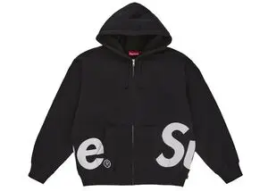 Supreme Big Logo Zip Up Hooded Sweatshirt - Black