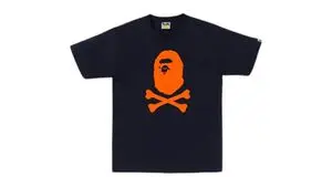 A BATHING APE Neon Ape Crossbone Tee Shirt Navy Blue