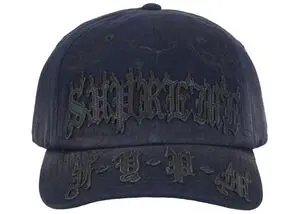 Supreme Leather Applique 6-panel Cap - Navy Blue