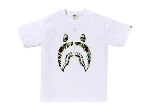 BAPE Abc Camo Shark Tee Shirt - White/green