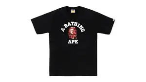 BAPE Palm Tree Camo College Tee Shirt Black Red