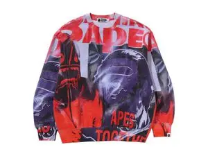 A BATHING APE Overprint Relaxed-fit Crewneck Sweatshirt