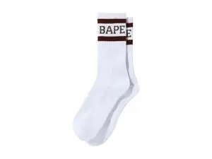 BAPE A Bathing Ape Socks - White/burgundy